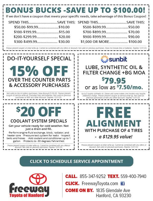 Auto Service Specials | Freeway Toyota near Fresno