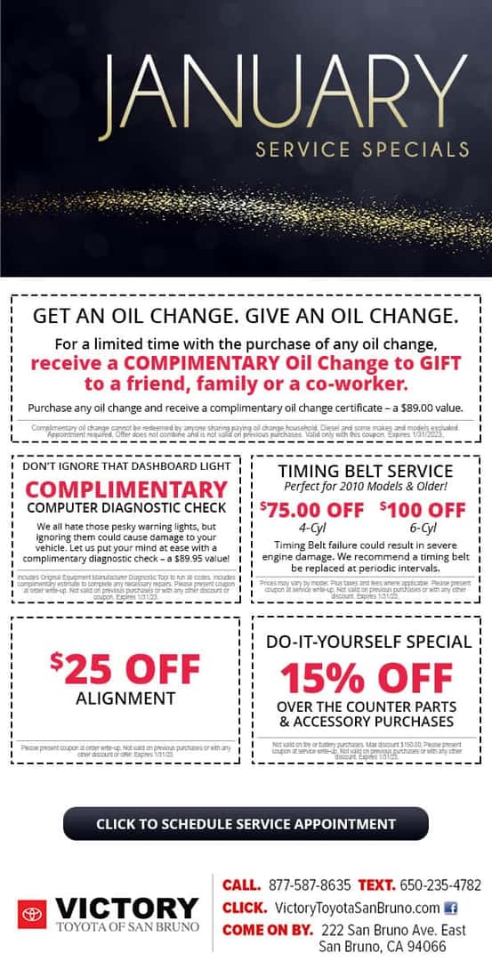 Auto Service Specials | Victory Toyota of San Bruno near San Francisco